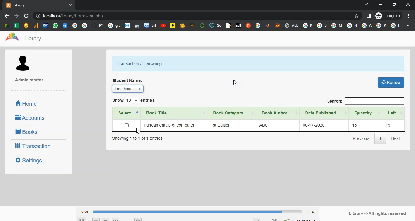 Library Booking System in PHP Application Projects